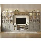 MEISSALIVVE 4-Piece Wall Unit TV Stand with Storage & LED Lights for ...