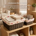Set of 2 Large Rectangular Woven Wicker Storage Baskets with Liner ...