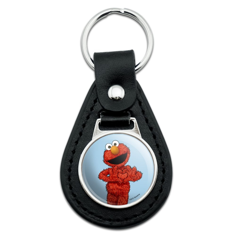 Black Leather Sesame Street Vintage Elmo Keychain - Walmart.com