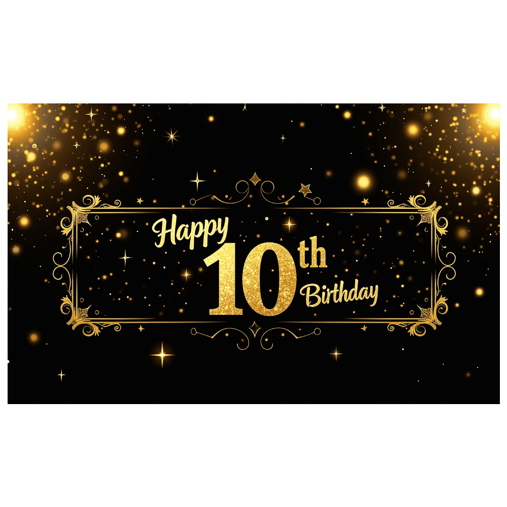 Click here for Yezdix Happy 10th Birthday Banner Gold Party Backd... prices