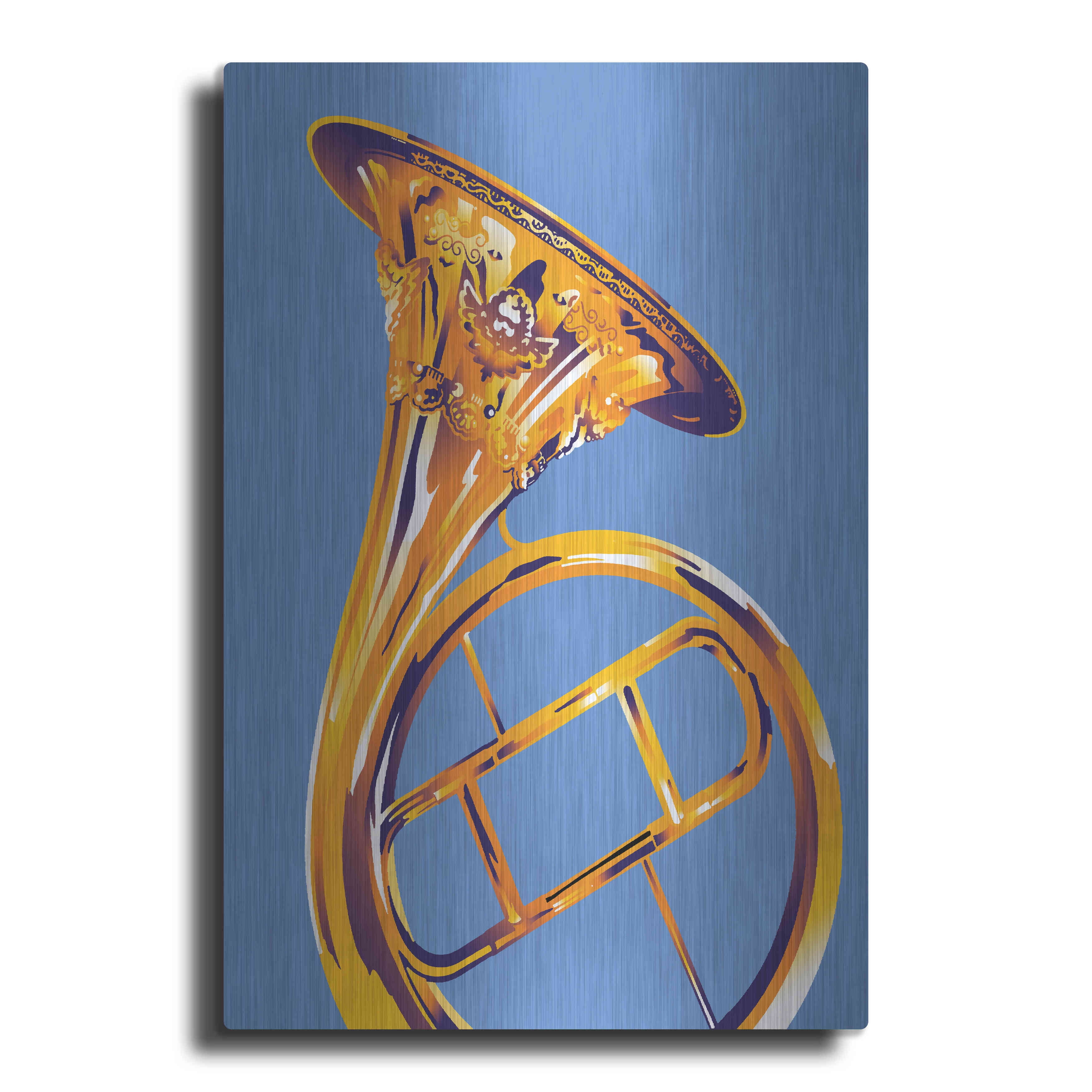 Luxe Metal Art 'French Horn 8' by David Chestnutt, Metal Wall Art, 16 ...
