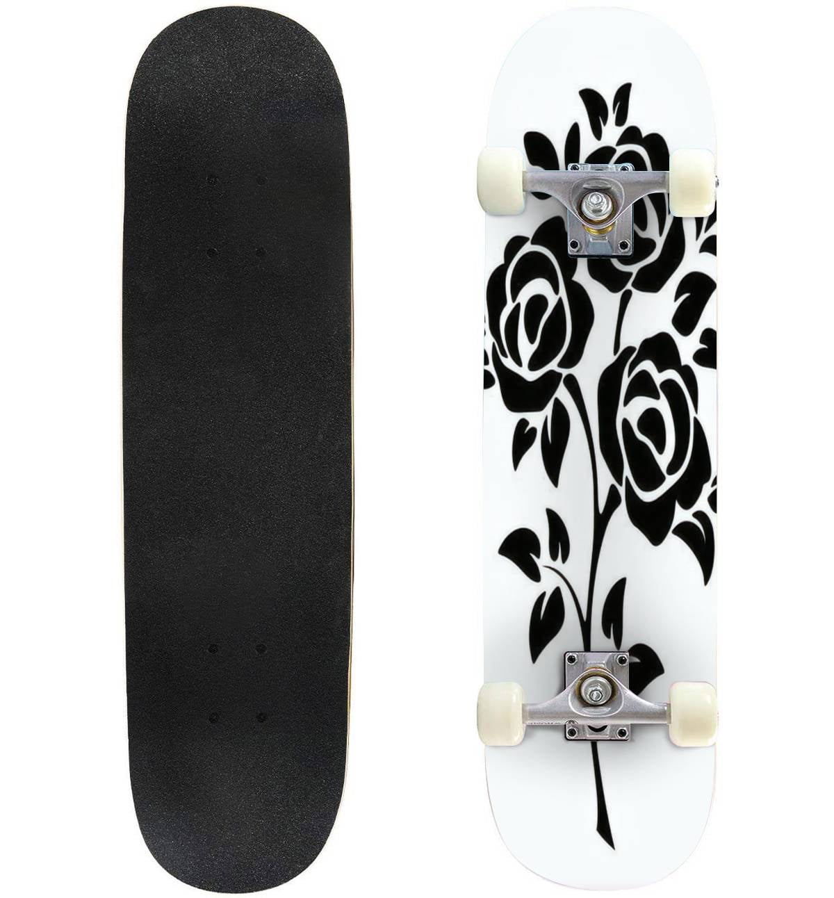 black silhouette of roses rose stock Outdoor Skateboard Longboards 31 ...