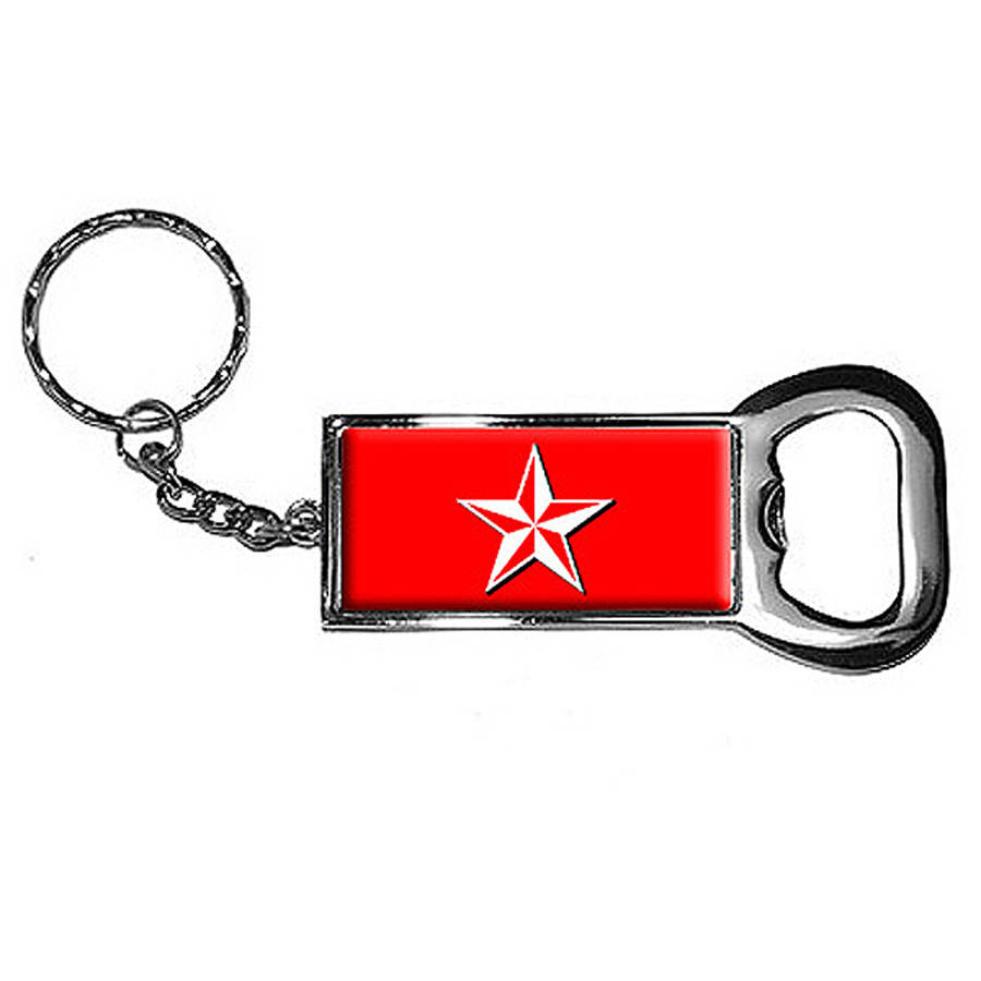 Nautical Star Red Keychain Key Chain Ring Bottle Bottlecap Opener ...