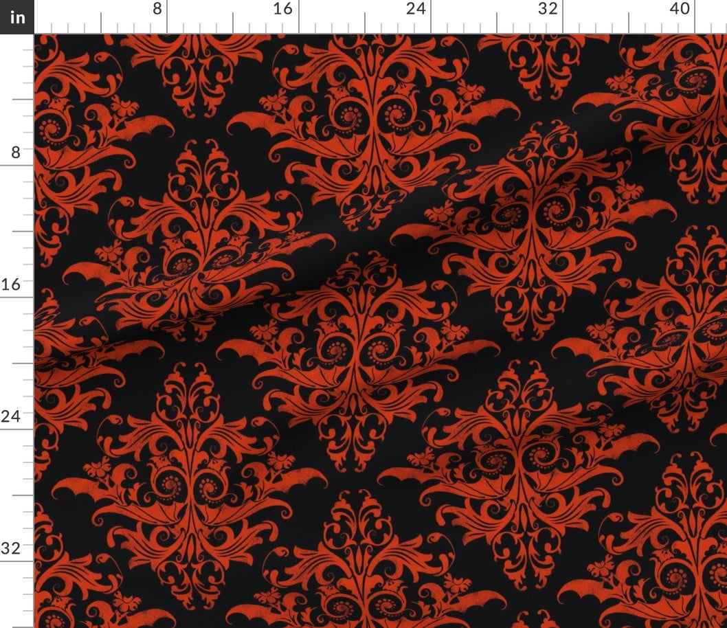 Red And Black Damask Fabric