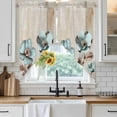 Blue Broccoli Swag Curtain Valance for Window 2 Panels Vintage Flowers ...