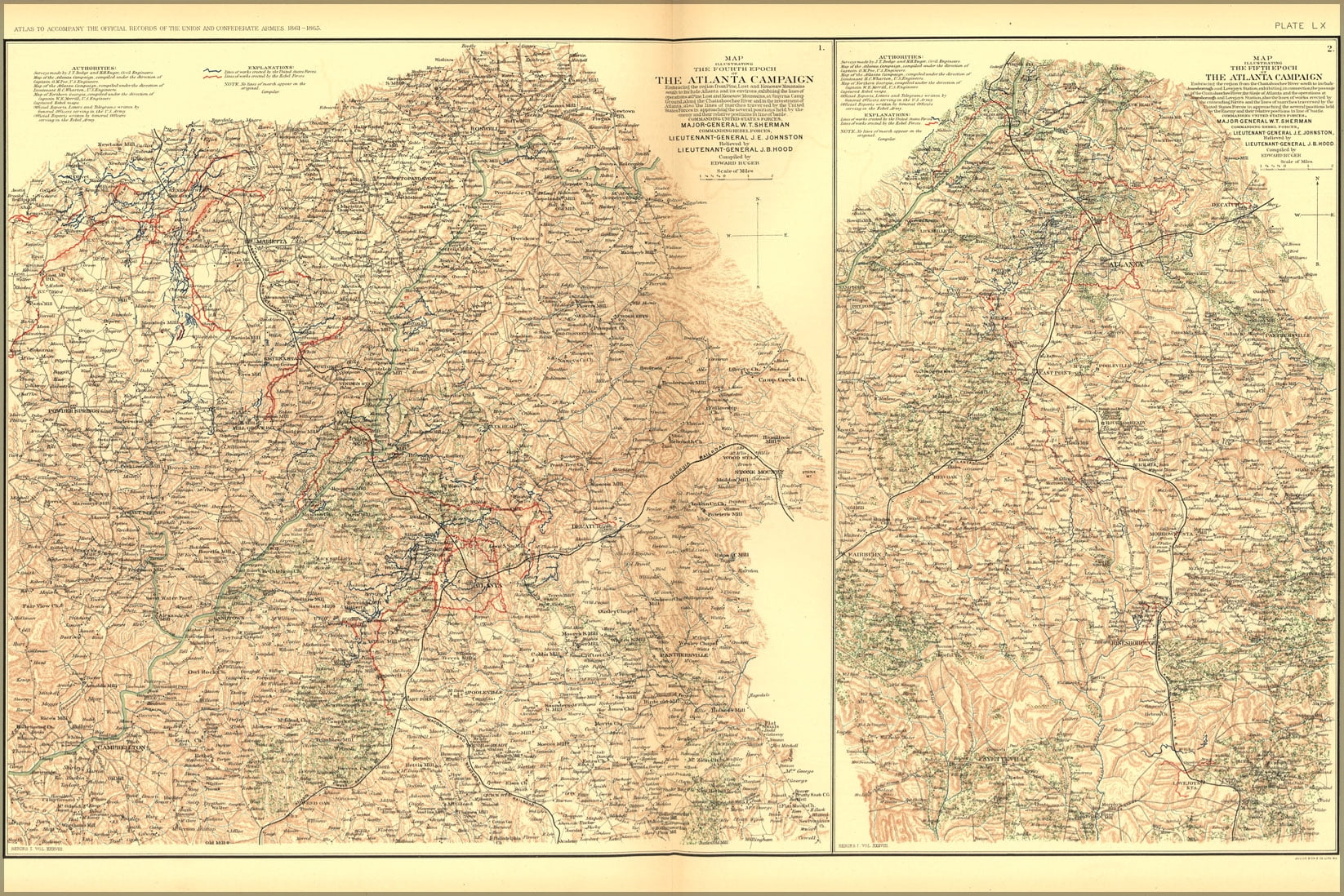 24"x36" Gallery Poster, civil war map Atlanta Campaign P2 - Walmart.com