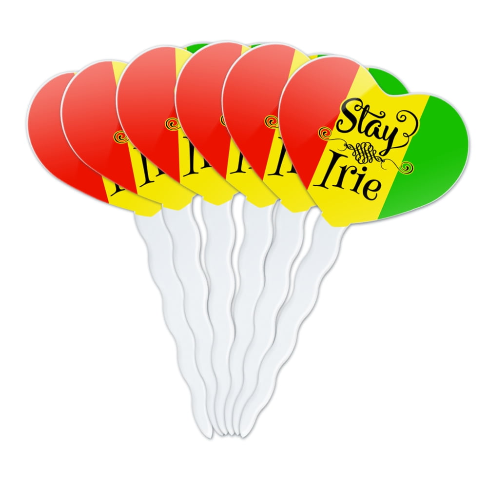 Stay Irie Rastafarian Flag Heart Love Cupcake Picks Toppers Decoration ...