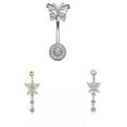 HOOUN Butterfly Belly Button Bar Barbell Drop Dangle Body Piercing ...