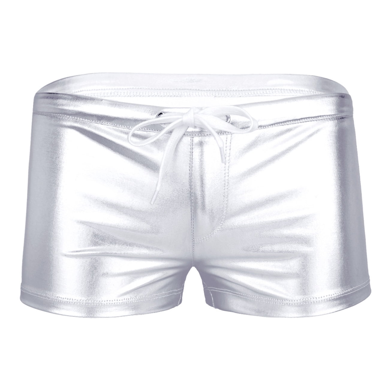 iEFiEL Men Shiny Patent Leather Drawstring Boxer Shorts Underwear ...