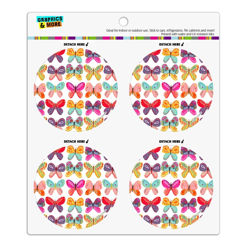 Colorful Butterflies Refrigerator Fridge Locker Vinyl Circle Magnet Set ...