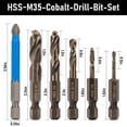 6pcs M35 Cobalt Stubby Drill Bit Set for Stainless Steel & Hard Metals ...