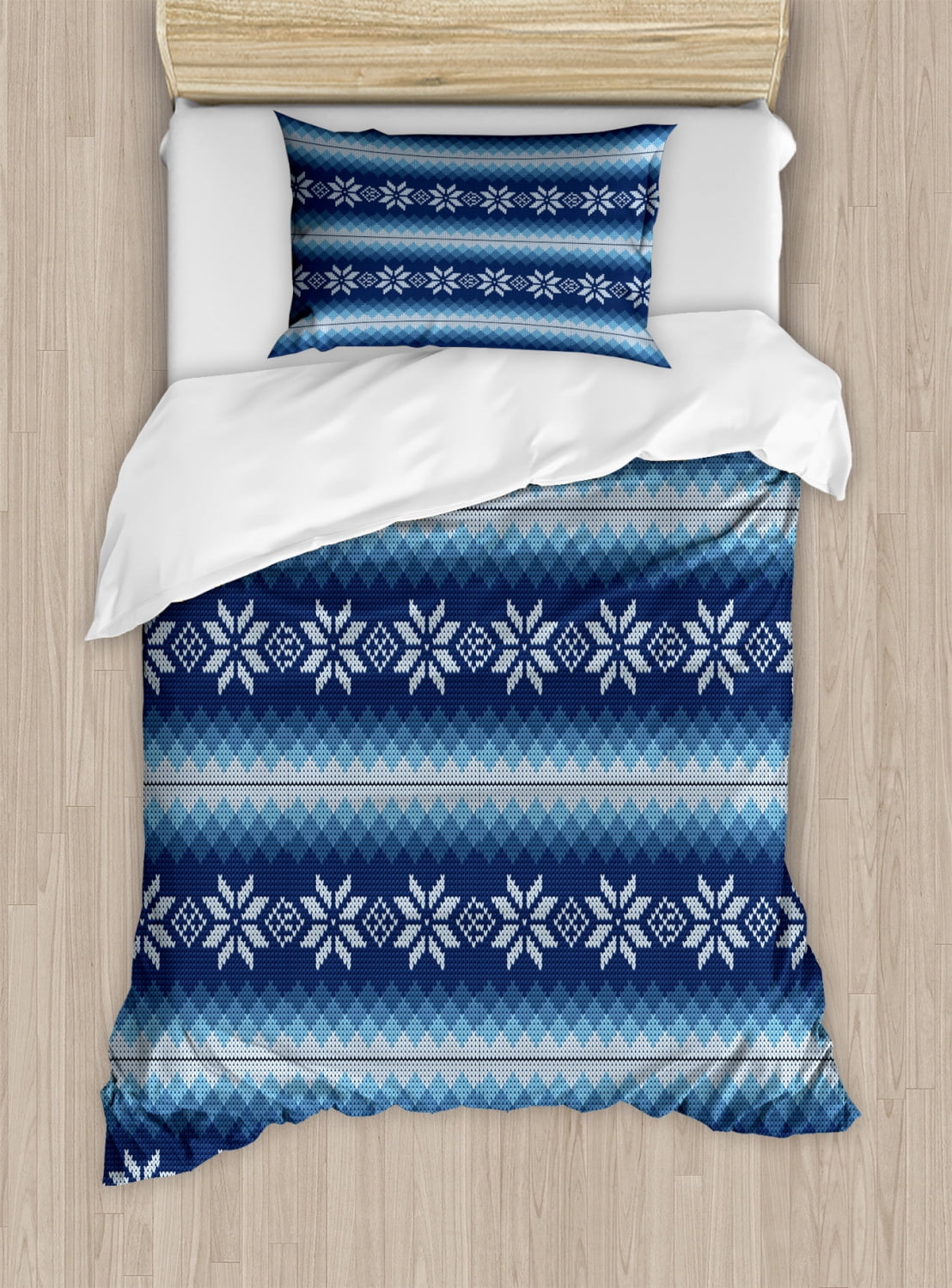 Winter Twin Size Duvet Cover Set, Traditional Scandinavian Needlework ...