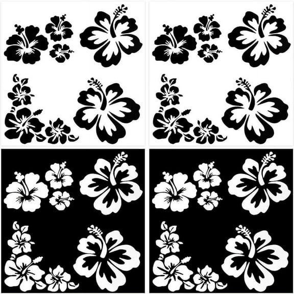 4 Sheets Hibiscus Flower Car Sticker Hawaiian Stickers and Decals Blue ...