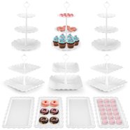Charmed Silver 4-Tier Metal Cupcake Holder, 23 Cups, Pastry Display ...
