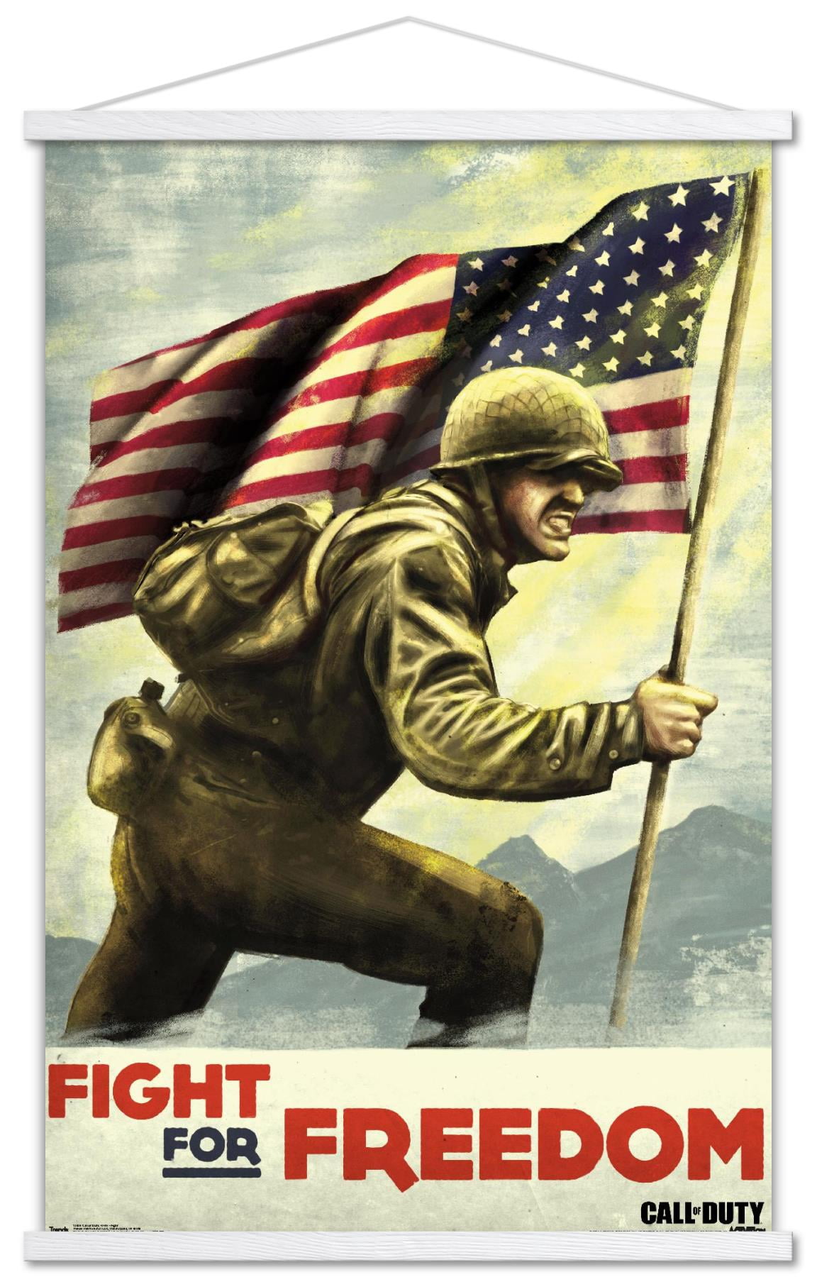 Call of Duty: WWII - Fight Wall Poster with Wooden Magnetic Frame, 22. ...