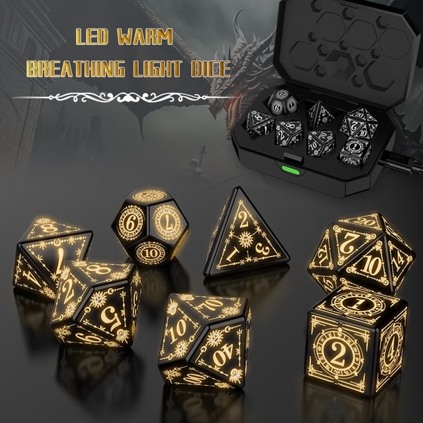 Dados DND luminosos LED Juego de siete dados de Dungeons and Dragons ...