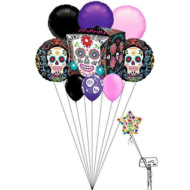 Halloween/Day of the Dead Party 9 CT Balloon Bouquet (Bonus Balloon ...
