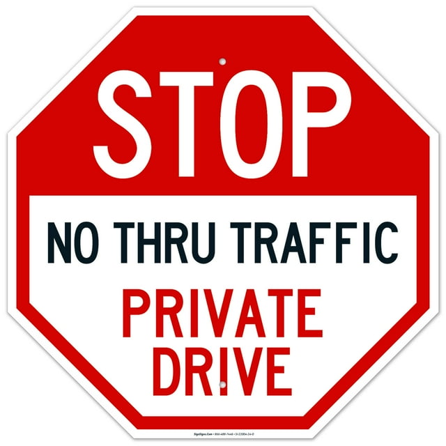 Private Drive Sign, No Thru Traffic Sign, - Walmart.com