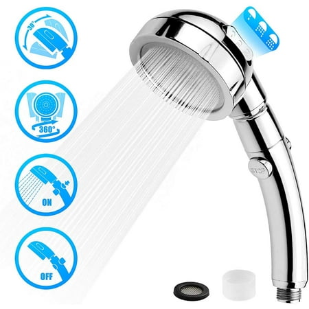 Shower Head, Universal Handheld Shower Head with ON/Off Pause Switch 3 ...