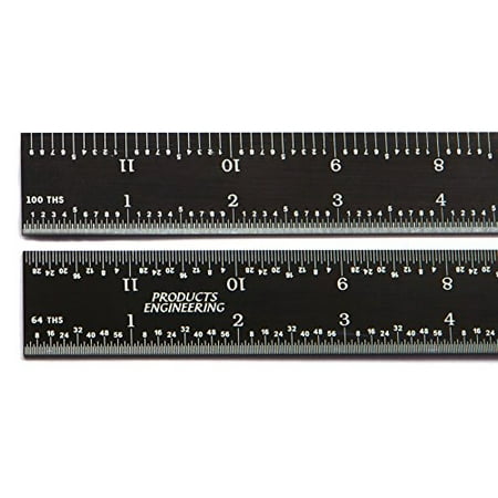 PEC Tools 6" 5R rigid black chrome,"High Contrast" machinist ruler with ...