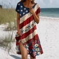 Women's Patriotic Bohemian Dress Short Sleeve Floral Print Casual Loose ...