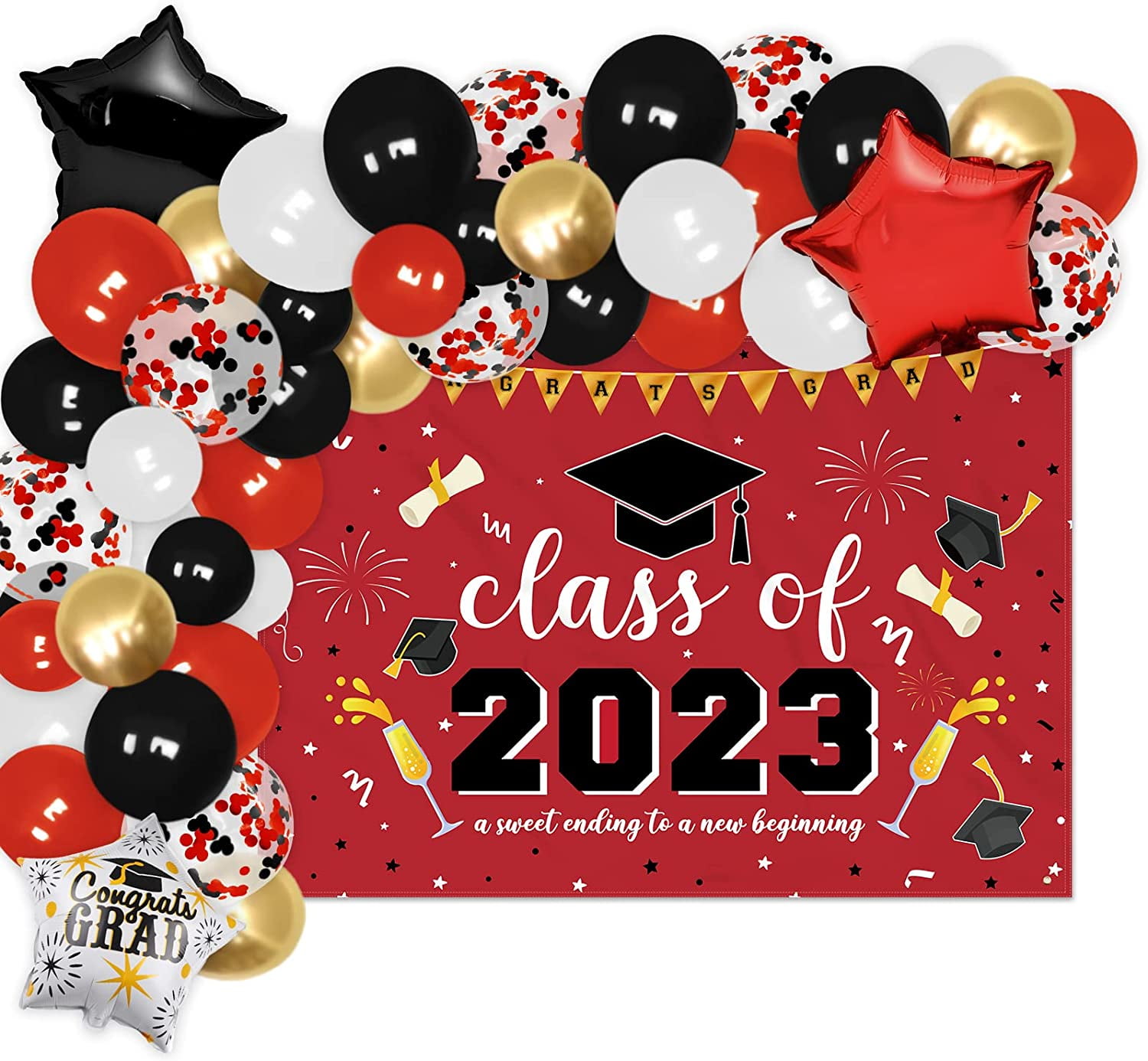 2023 Graduation Party Decorations Kit Red Black Class Of 2023 Congrats
