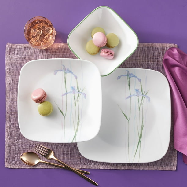 Corelle Square Shadow Iris 16-Piece Dinnerware Set - Walmart.com ...