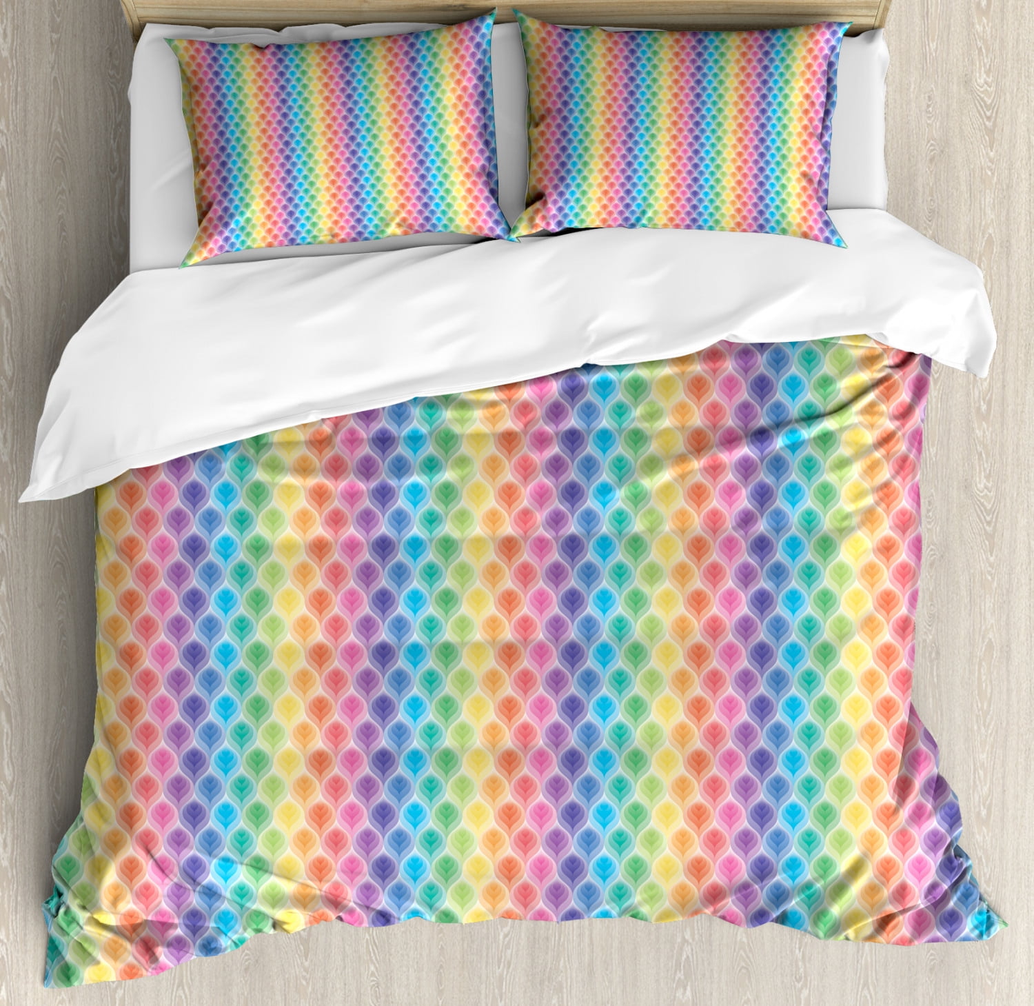 Colorful Duvet Cover Set Queen Size, Rainbow Design Ikat Inspired ...