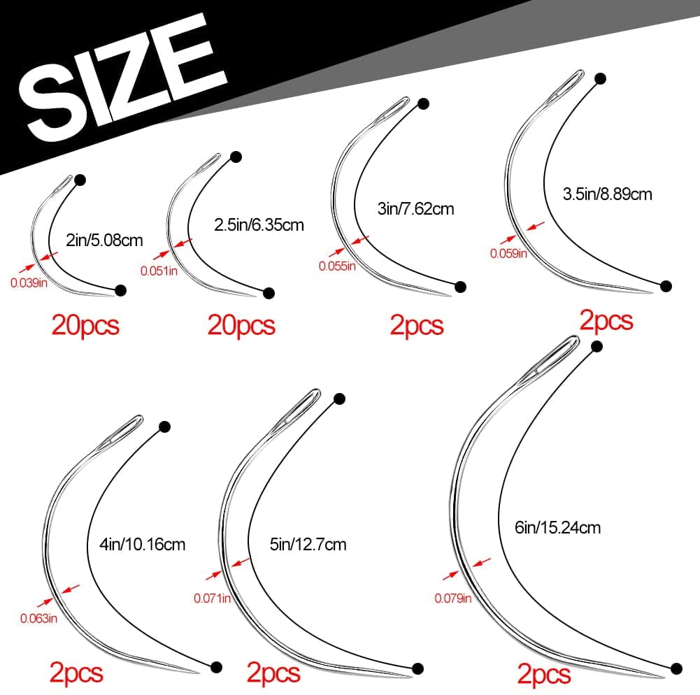 50 Pcs Curved Leather Needles,Curved Leather Hand Sewing Needles with 7 ...