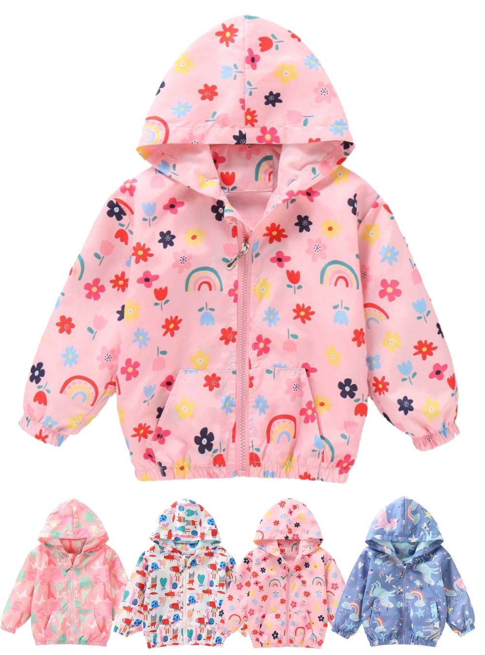 Kids Baby Toddler Girls Cartoon Spring Outerwear Windbreaker Zipper ...