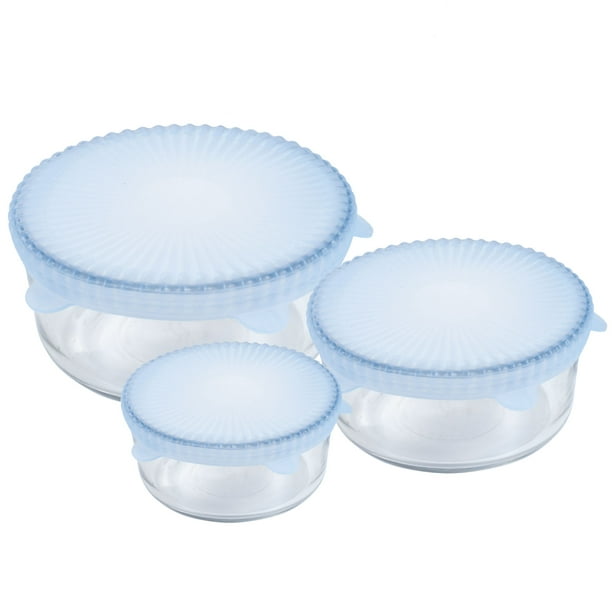 Set of 3 Universal Reusable Silicone Food Cover Lids by Chef Buddy ...