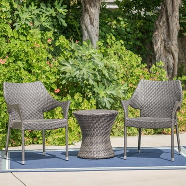Mainstays Skyler Steel 3-Piece Wicker Rope Chat Set, Grey - Walmart.com