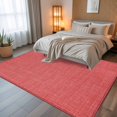 Coral Red 5x7 Area Rugs, Farmhouse Burlap Solid Red Color Modern Linen ...