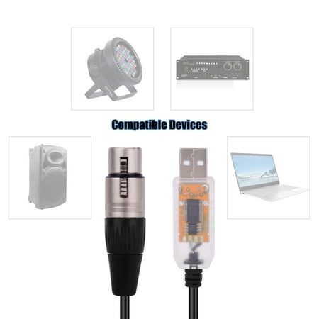 RS485 DMX512 Converter Cable USB to 3Pin XLR Female Interface Computer ...