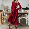 Aellinatey Women's long cotton and linen dress, casual long-sleeved ...