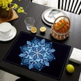 4pcs, Snowflake Mandala in Blue Tones Placemats, Fashion Print Pattern ...