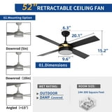 Dextrus 52in 4-Blade Ceiling Fan with LED, Remote, 3 Speeds, Night ...