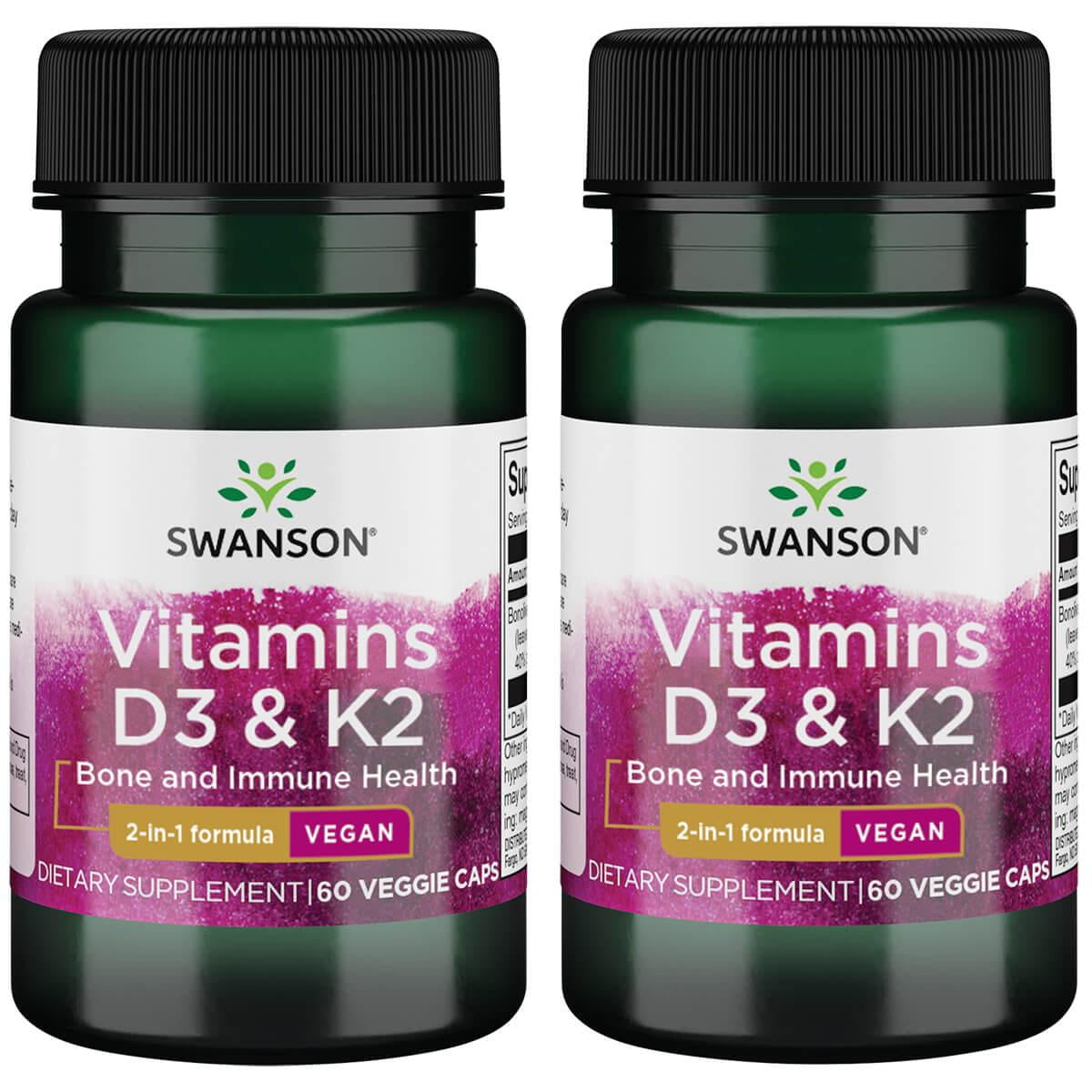 Swanson Extra Strength D3 & K2 - 5,000 Iu & 100 mcg 60 Veg Caps 2 Pack ...