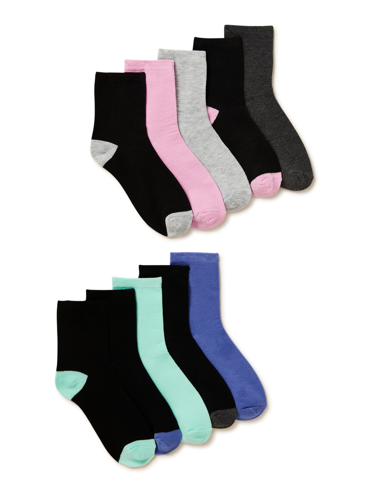 No Boundaries Women's Graphic Shortie Crew Socks, 10-Pack, Shoe Size 4 ...