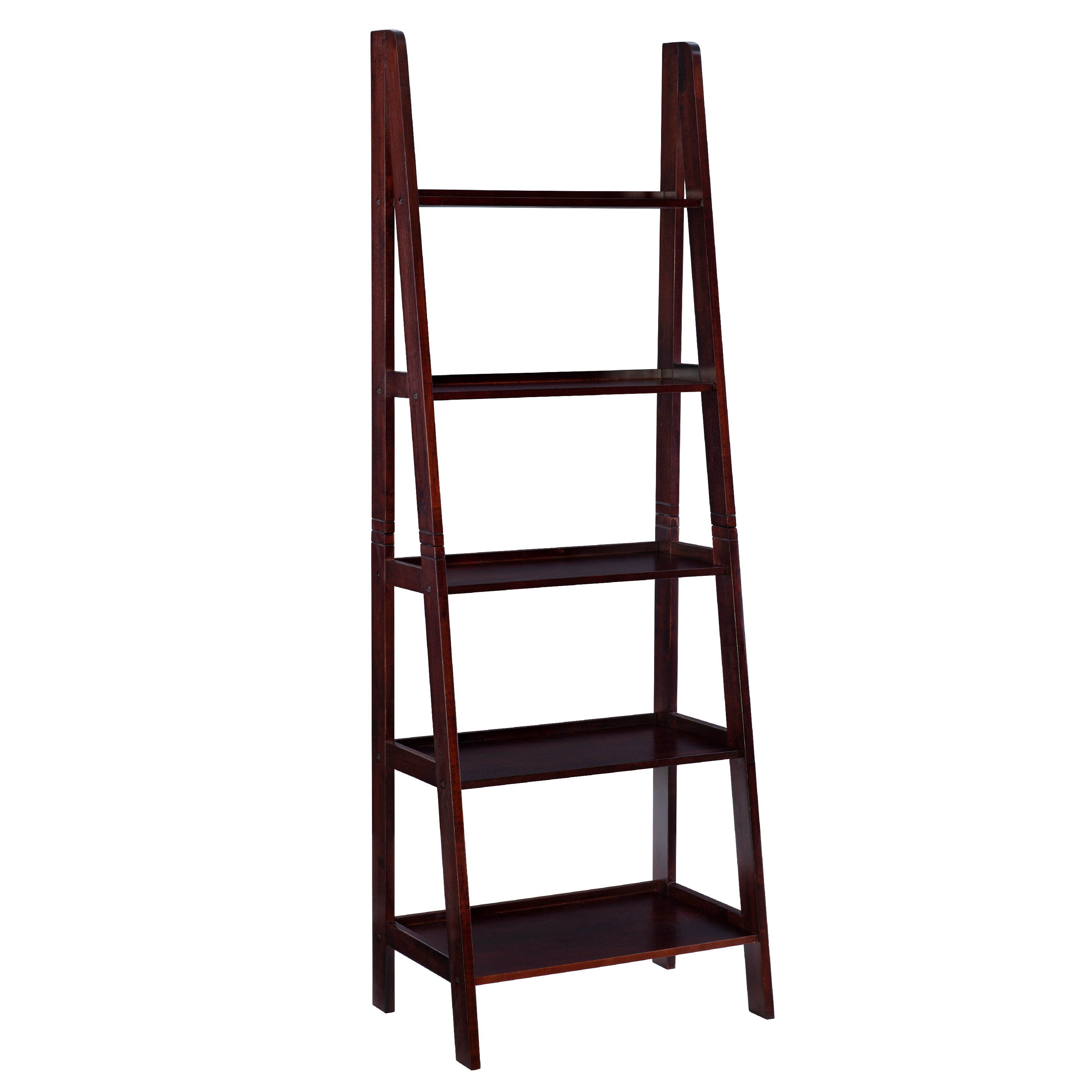 Linon Edson 5 Shelf Ladder Bookcase 72 Height Espresso Finish Walmart