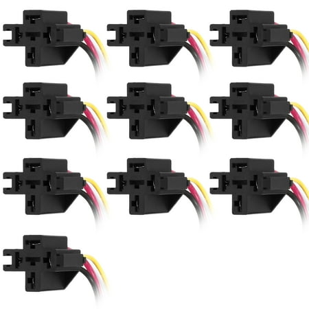 10pcs DC 12V/24V 40A 4 Terminals Relay Socket Harness Connector for ...