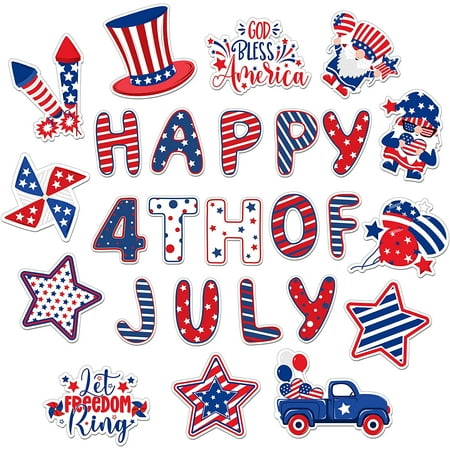 64 Pieces 4th of July Bulletin Board Cutouts Set Patriotic Cut Outs ...