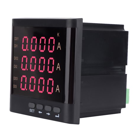 Digital Three Phase Ammeter,ZM194-A93 Black Shell LED Three Phase ...