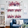 Abstract Floral Kitchen Curtains Valance and Tier Set Watercolor Red ...