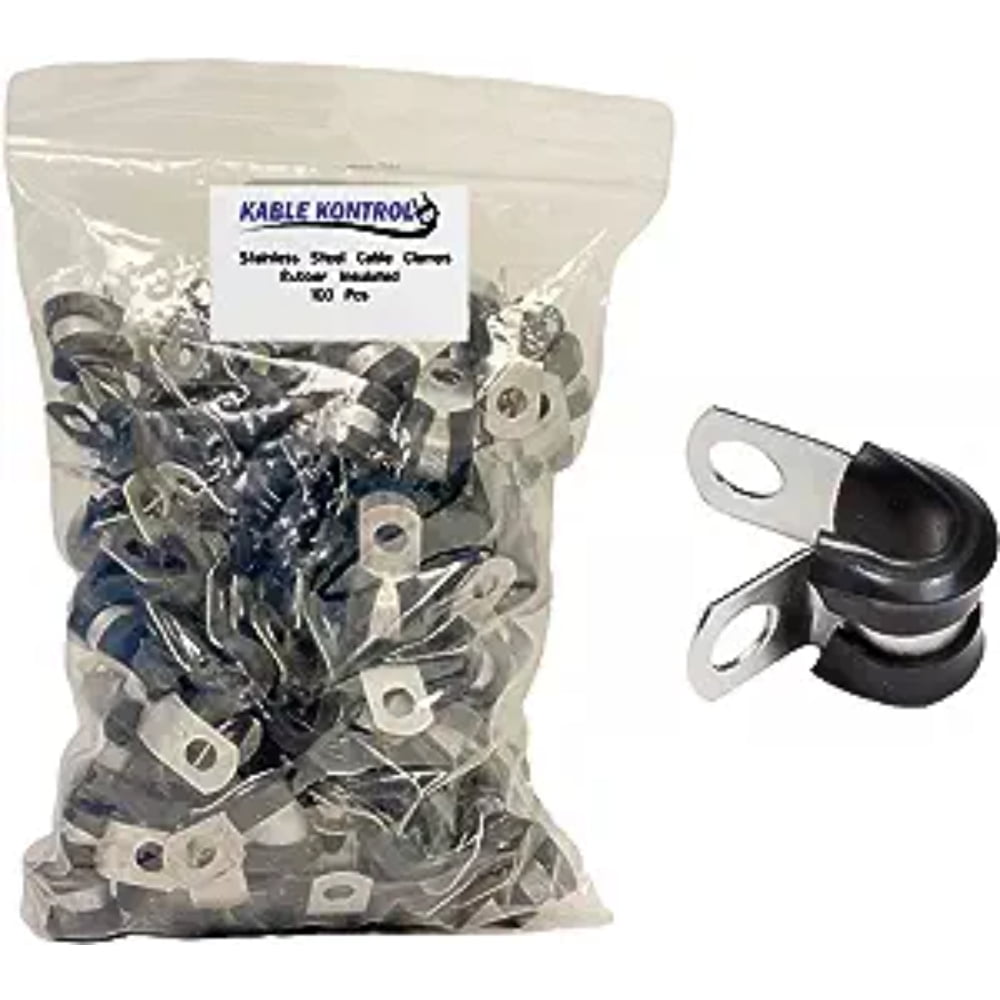 Stainless Steel Cable Clamps - 1/2" Diameter - Rubber Insulated - 100 ...