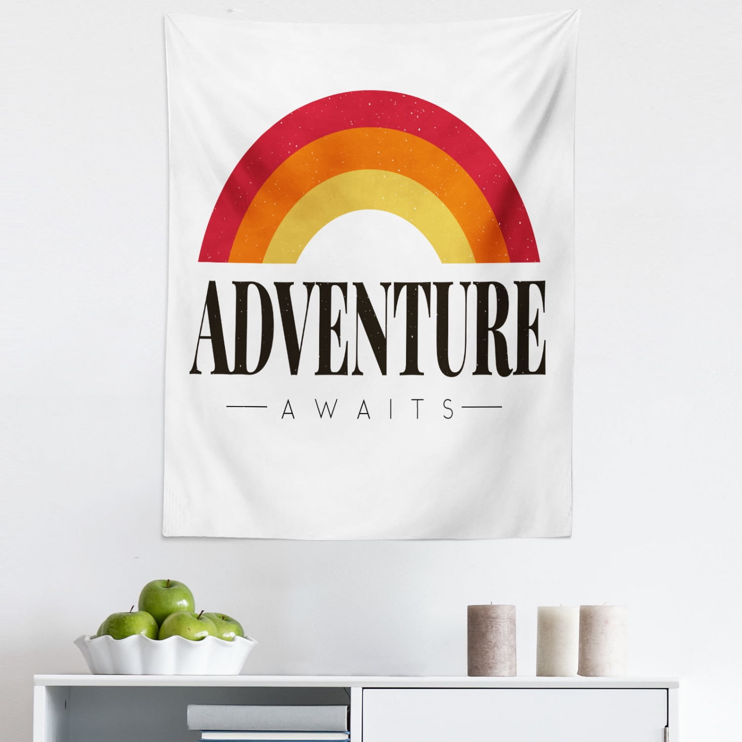 Saying Tapestry, Modern Image of Wanderlust Themed Wording Tangerine ...