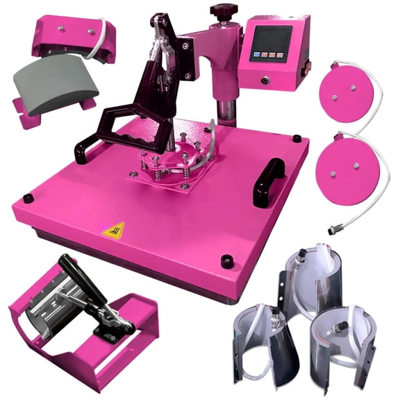 "Swing Design 15"" x 15"" Swing Away 8-in-1 Heat Press Machine - Pink ...