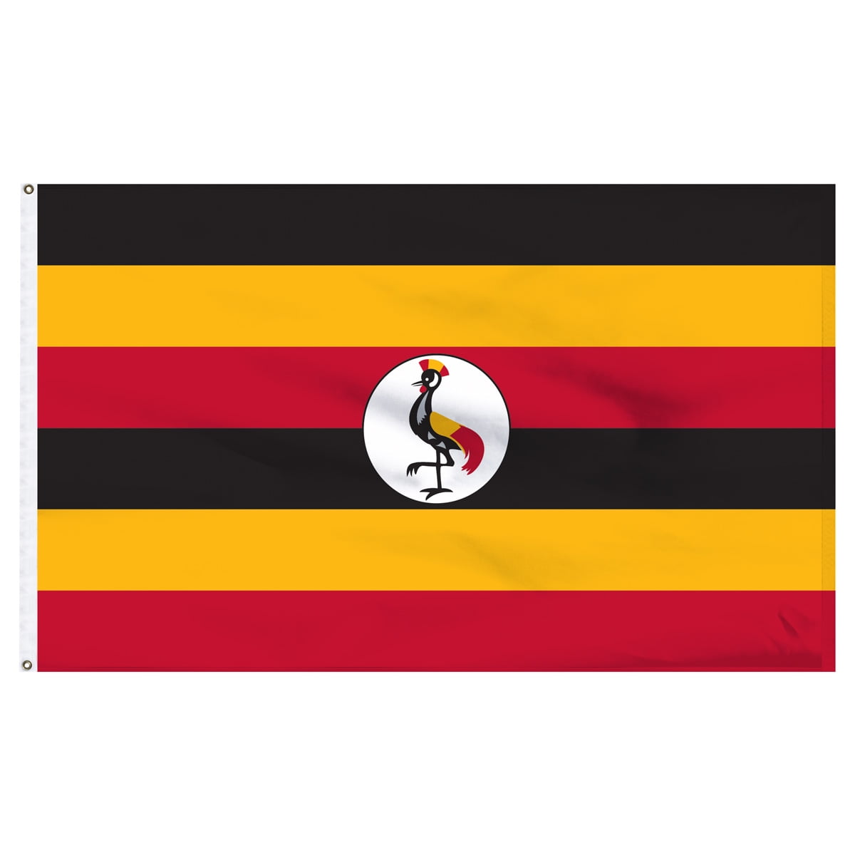 Uganda Flag ( Flag of Uganda ) Nylon Rectangular Canvas Heading Brass Grommets 3ft x 5ft ...