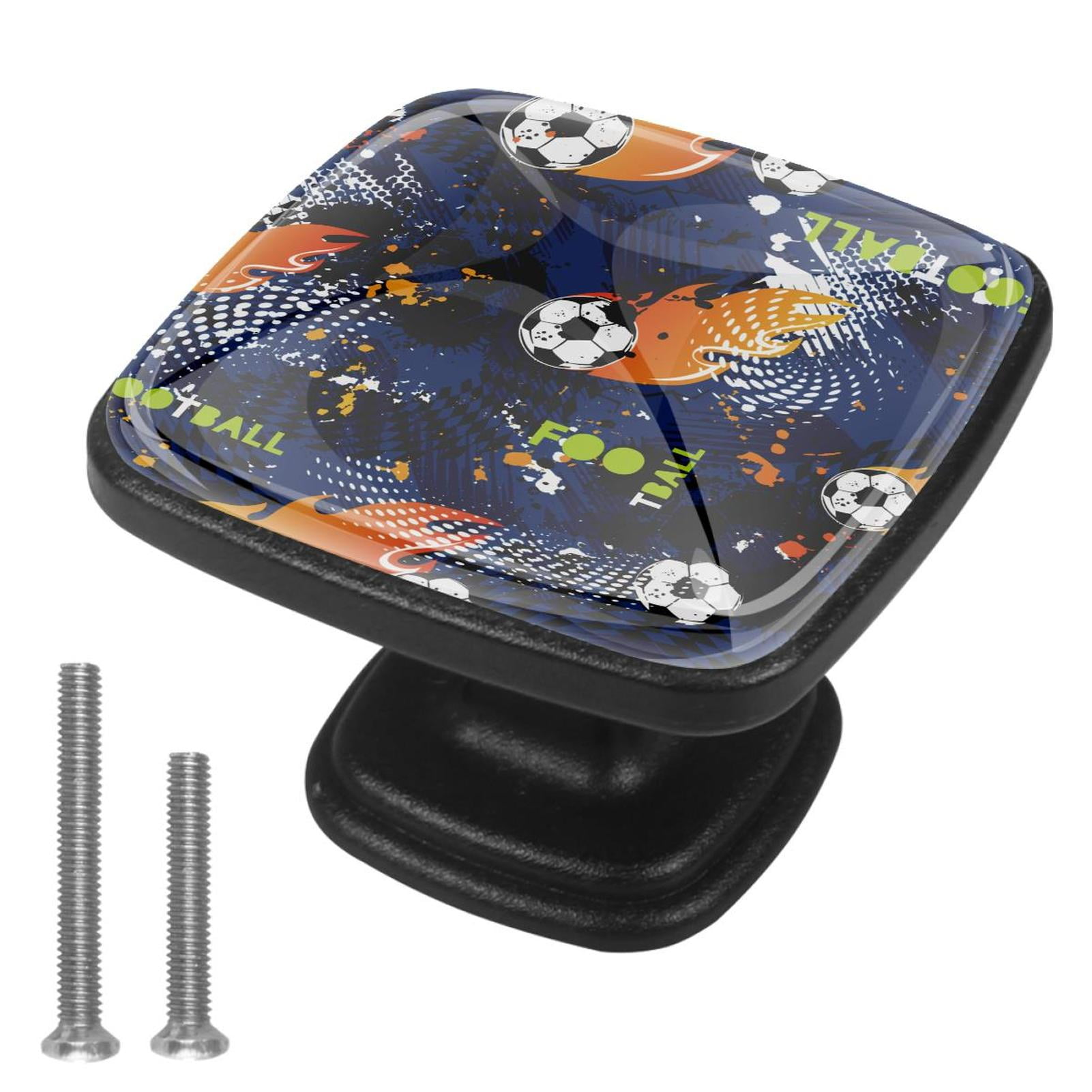 4 Pcs Cabinet Handle Drawer Pulls Dark Blue Football Knobs with Screws ...