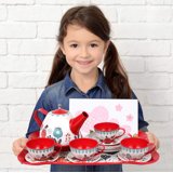 Style-Carry Tea Set for Little Girls, Pretend Play Tea Party Set, Floral Design Kids Tin Tea Set ...